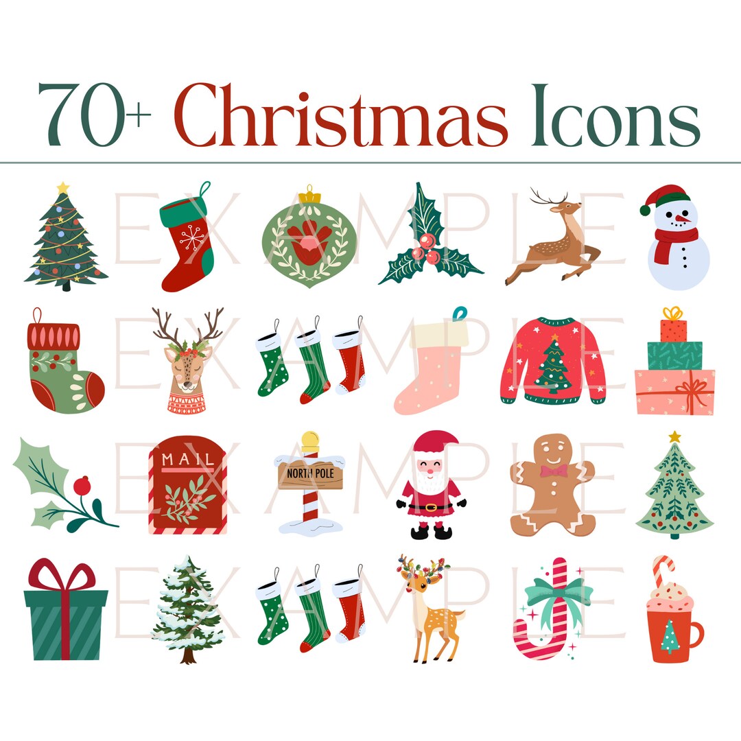 70 Christmas Icons, Folder Icons, Mac, Windows, PC, Notion, Goodnotes ...