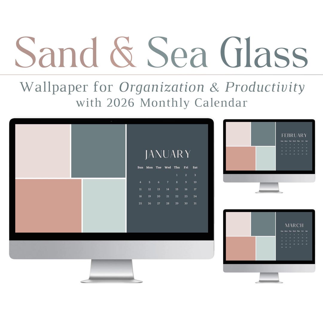 2026 Sand & Sea Glass, Desktop Wallpaper, Mac, PC, Windows, Laptop ...