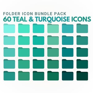 60 Teal Folder Icons for Mac & PC, Turquoise, File Icons, Organization ...