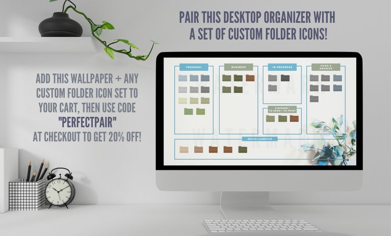 Organizational Desktop Wallpaper Botanical Boxes | Etsy