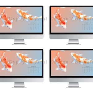 2024 Koi Fish Calendar Desktop Wallpaper, Computer Background, Mac, PC ...