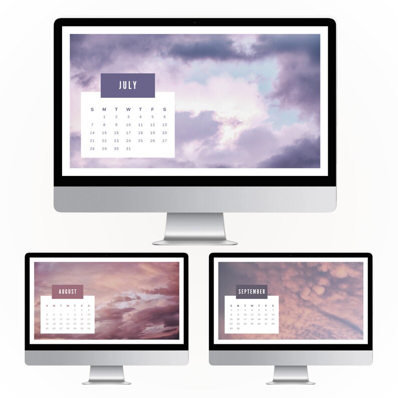 Desktop Wallpaper, 2024 Calendar Background, Clouds, Pink, Purple ...