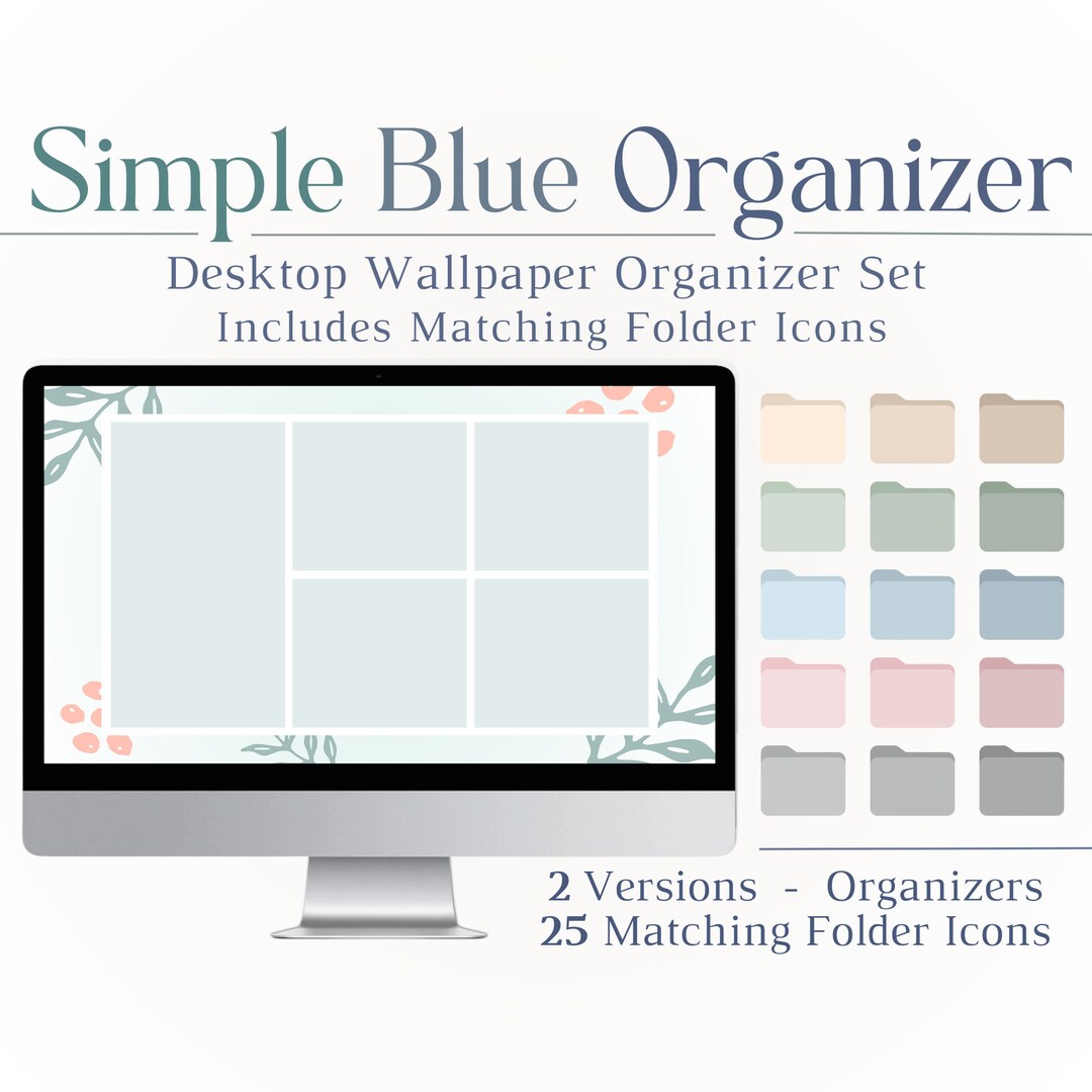 Simple Blue Desktop Organizer, Desktop Folders, Organizational Computer ...
