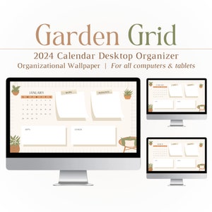 2024 Garden Grid Calendar Wallpaper, Computer Background, Organizer ...