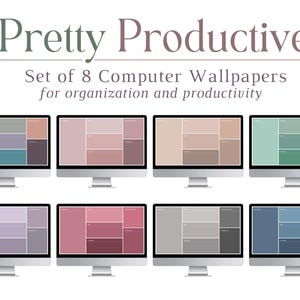 2025 Pretty Productive Wallpapers, Set of 8 Organizational Desktop ...