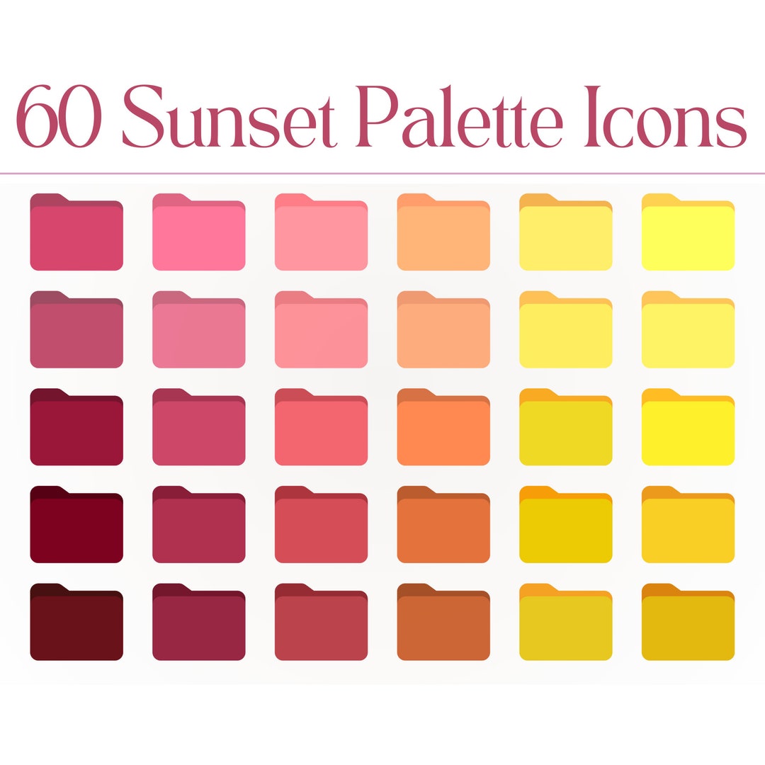 60 Folder Icons for Mac & PC, File Icons, Warm Colors, Sunset Palette ...