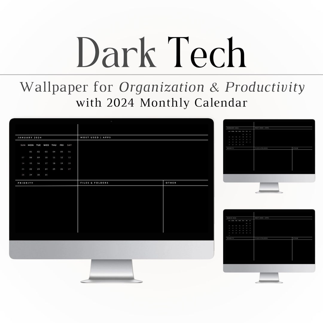 Dark Theme Desktop Wallpaper, Calendar Wallpaper, Dark, Minimalist ...