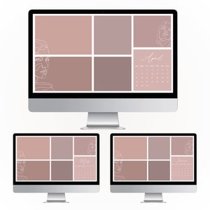 Monoline Mocha Desktop Wallpaper + 2024 Calendar, Computer Background ...