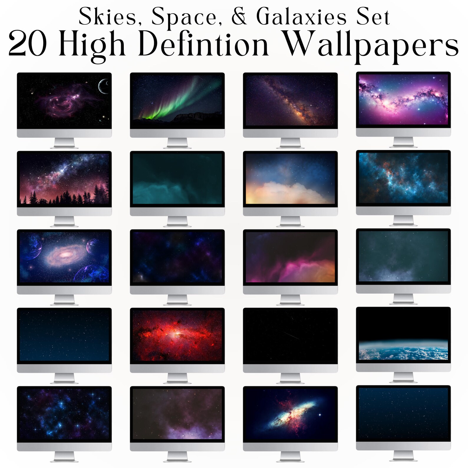Space Wallpaper + Folder Icon Set, Bundle Pack, Desktop Wallpaper ...