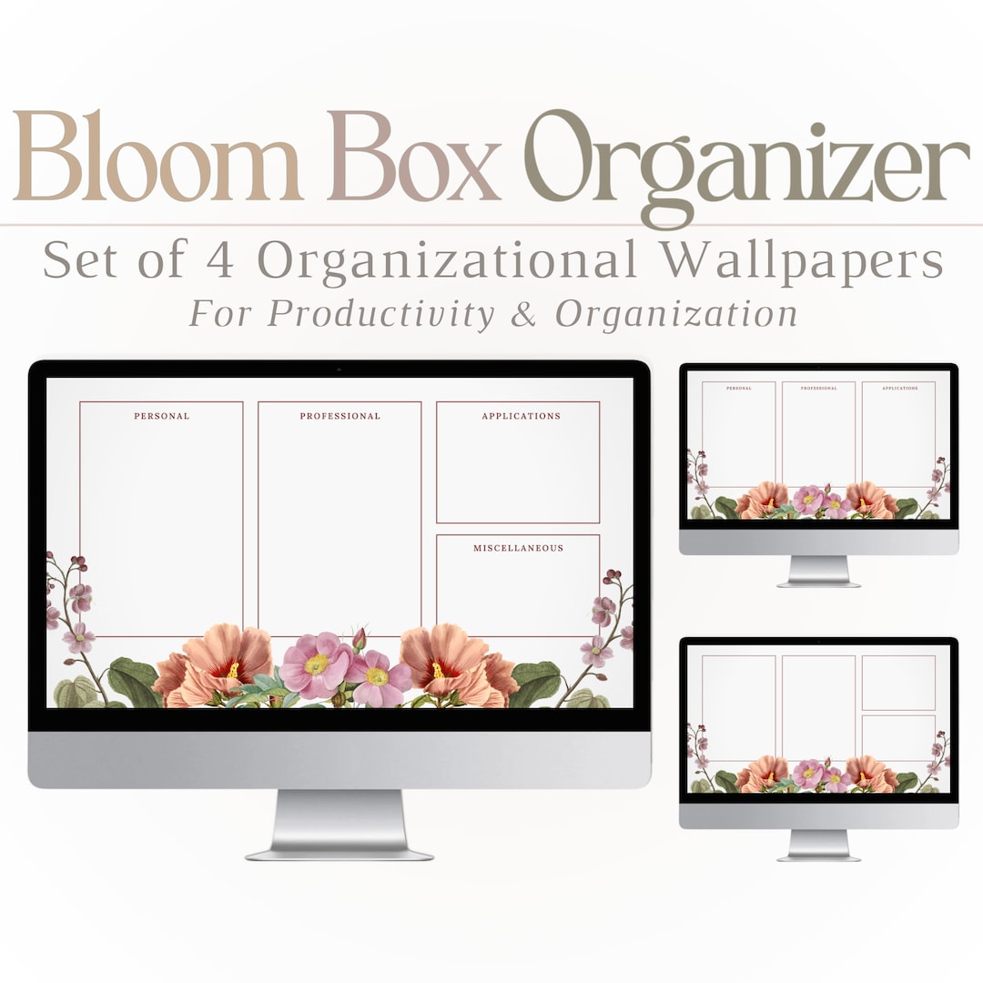 Set of 4 Floral Organizational Desktop Wallpaper, Computer Organizer ...