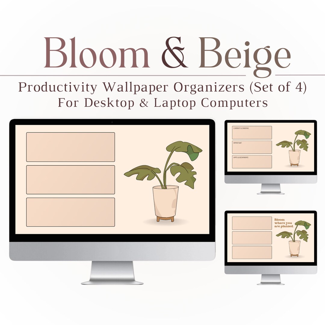 Bloom & Beige, Desktop Wallpaper, Desktop Organizer, Laptop Wallpaper ...