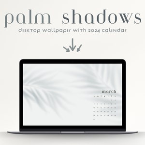 Palm Shadows Desktop Wallpaper With 2024 Calendar, Minimalist ...