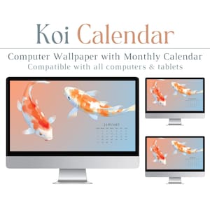 2025 Koi Fish Calendar Desktop Wallpaper, Computer Background, Mac, PC ...