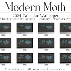 Dark Theme Desktop Wallpaper, Calendar Wallpaper, Modern, Moth ...