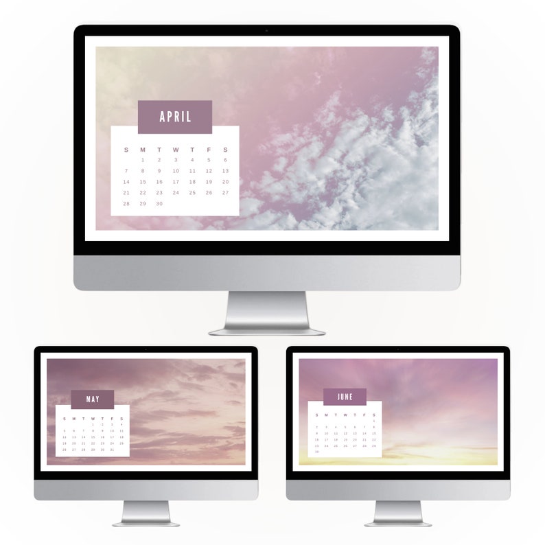 Desktop Wallpaper, 2024 Calendar Background, Clouds, Pink, Purple ...