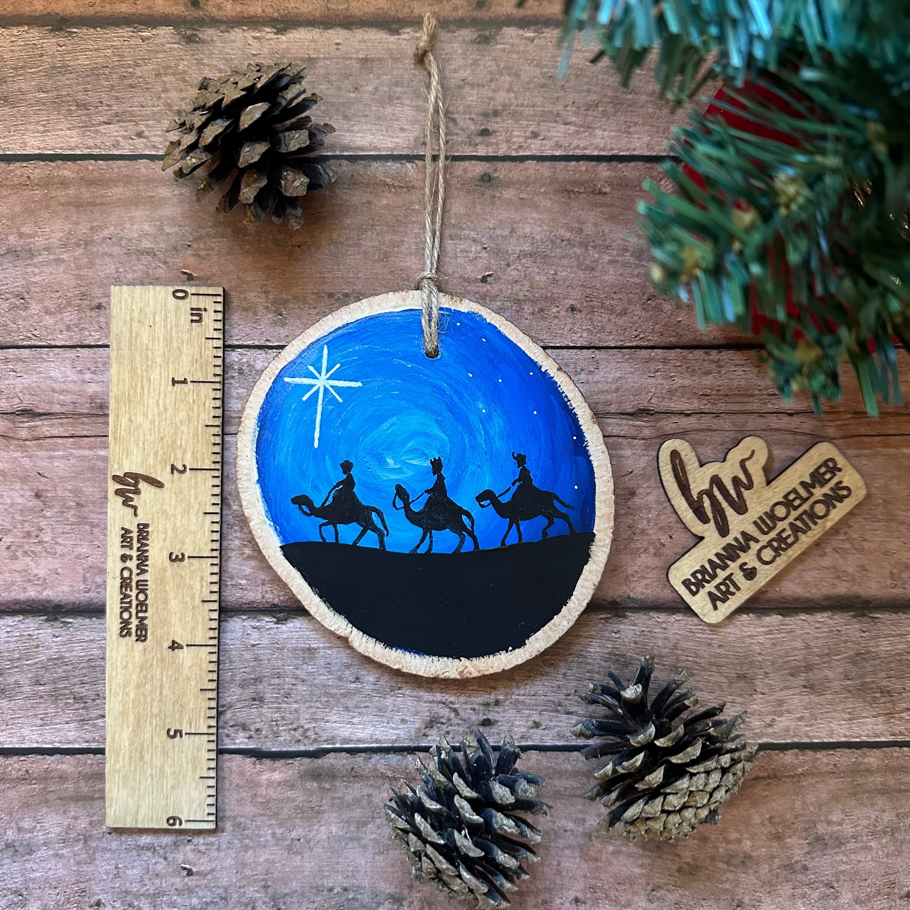 Hand-painted Three Kings Wood Slice Ornament: Magi Christmas Decor - Etsy