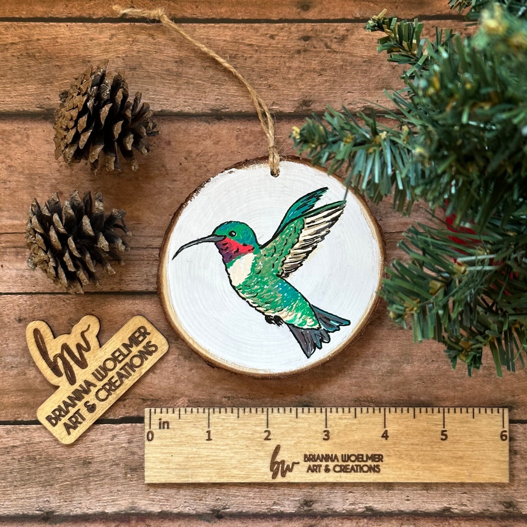 Hand-painted Hummingbird Ornament Ruby-throated Hummingbird Ornament ...