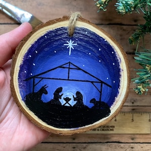 Nativity Ornament | Hand-painted Manger Scene Ornament | Birth of ...