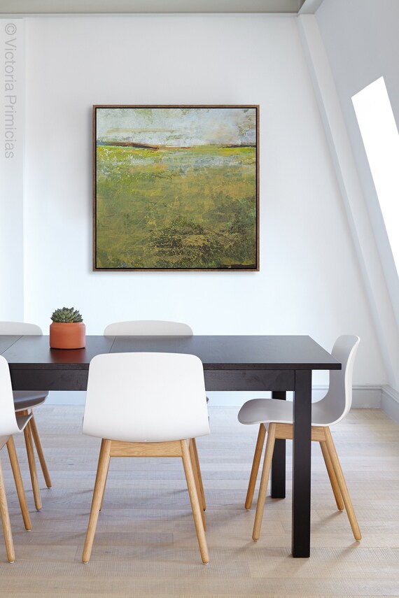 Green Abstract Painting for Office Wall Decor Large Wall Art | Etsy