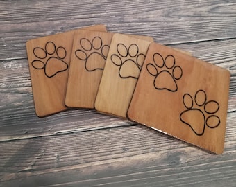 Paw Print Coasters - Etsy