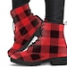 Combat Boots Black & Red Plaid Boots Red Boots, Handmade Lace up Boots ...