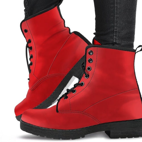 Combat Boots Red Mandala Handmade Lace up Boots Vegan - Etsy