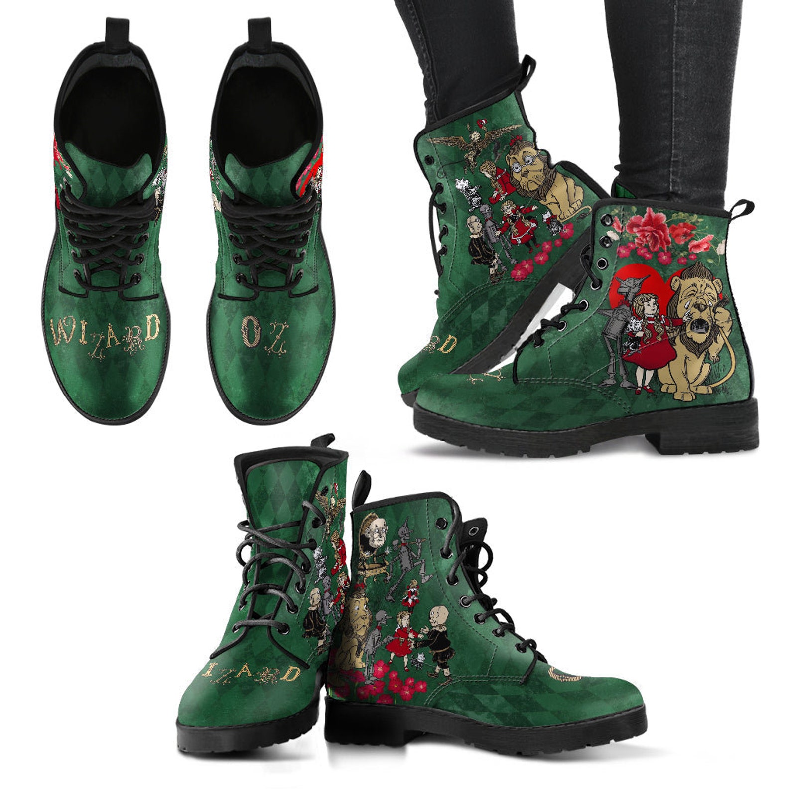 Combat Boots the Wizard of Oz Gifts 102 Green Women's - Etsy