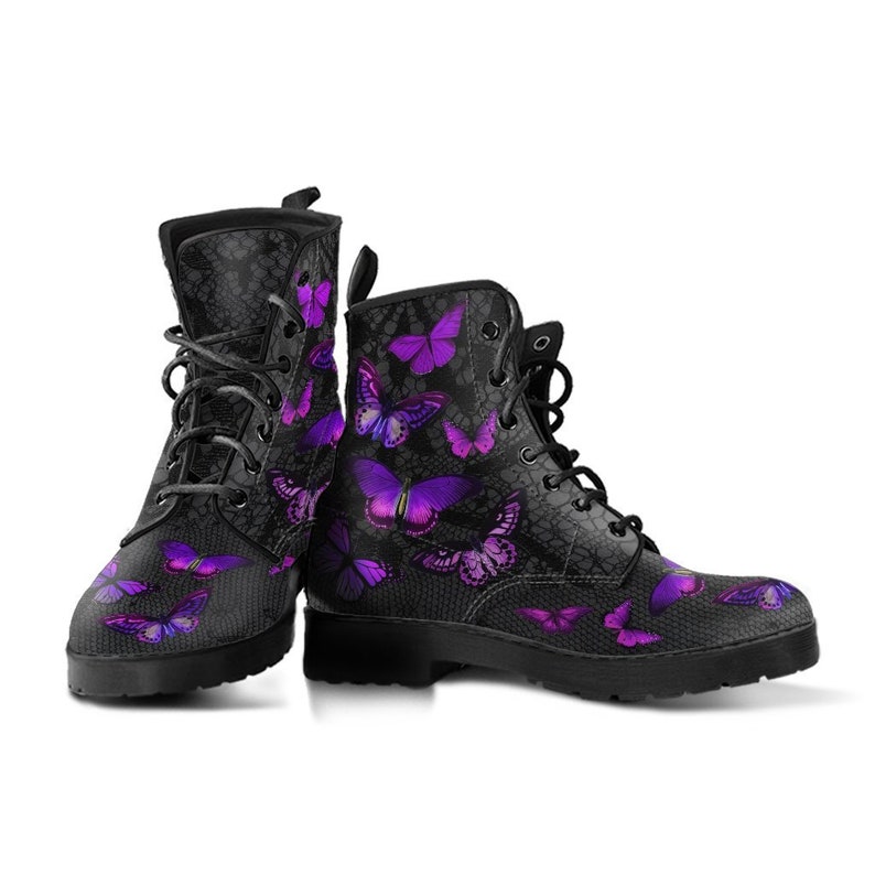 Combat Boots Butterfly Shoes 103 Purple Custom Shoes - Etsy