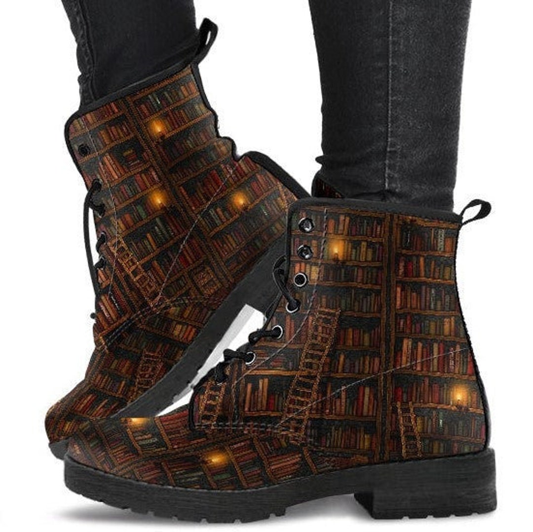 Combat Boots for Women Books Unique Custom Faux Leather - Etsy