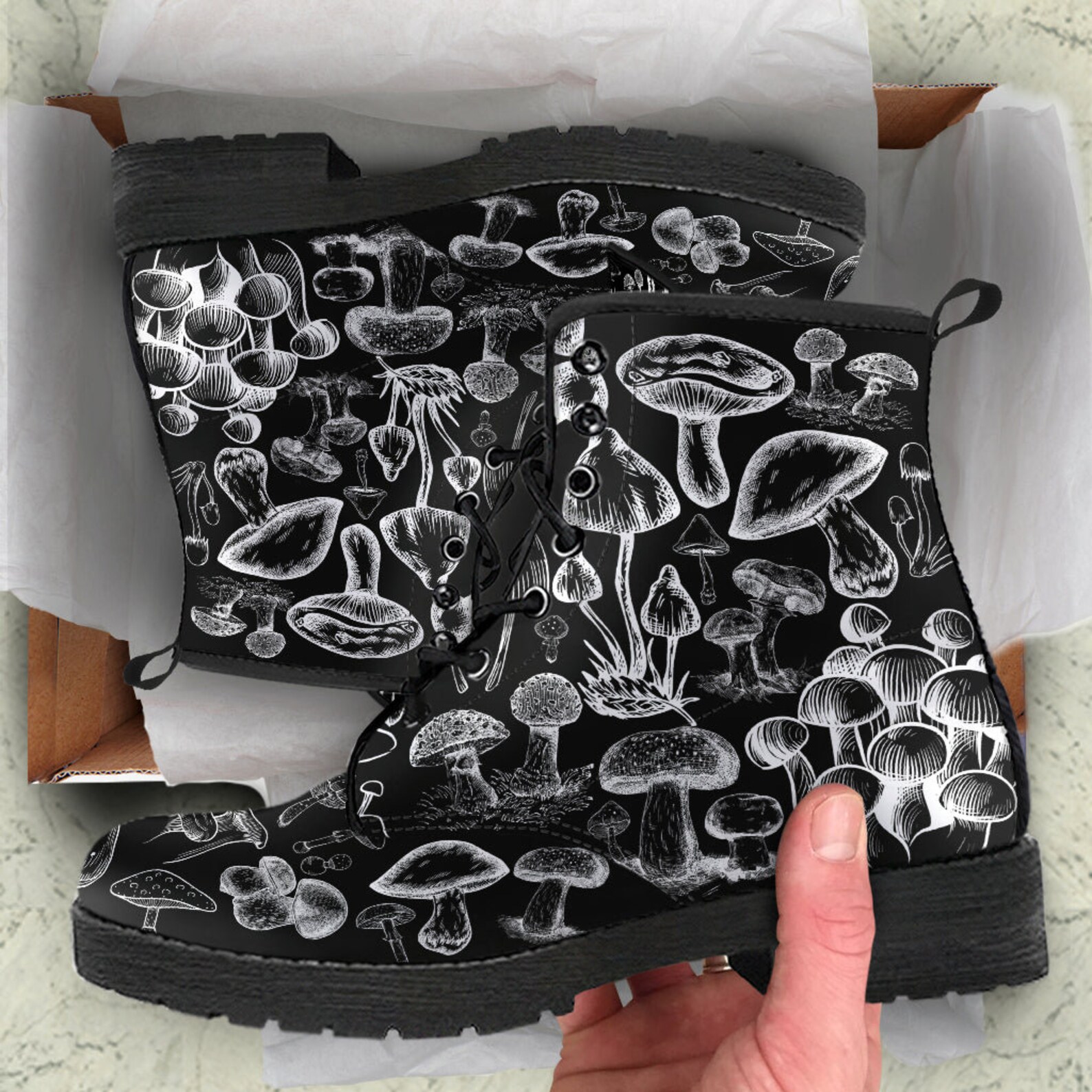 Combat Boots - Mushroom Boots #108 | Mushroom Gift, Birthday Gift Idea ...