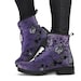 Purple Combat Boots - Gray Roses Dark Grunge Purple Boots for Women ...