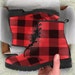Combat Boots Black & Red Plaid Boots Red Boots, Handmade Lace up Boots ...