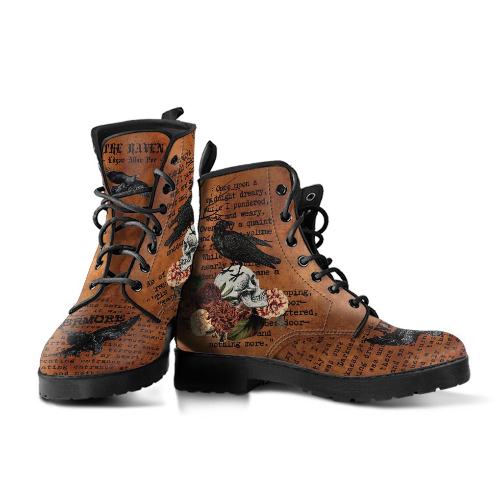 Combat Boots - Edgar Allan Poe Inspired #112 the Raven | Witch Shoes ...