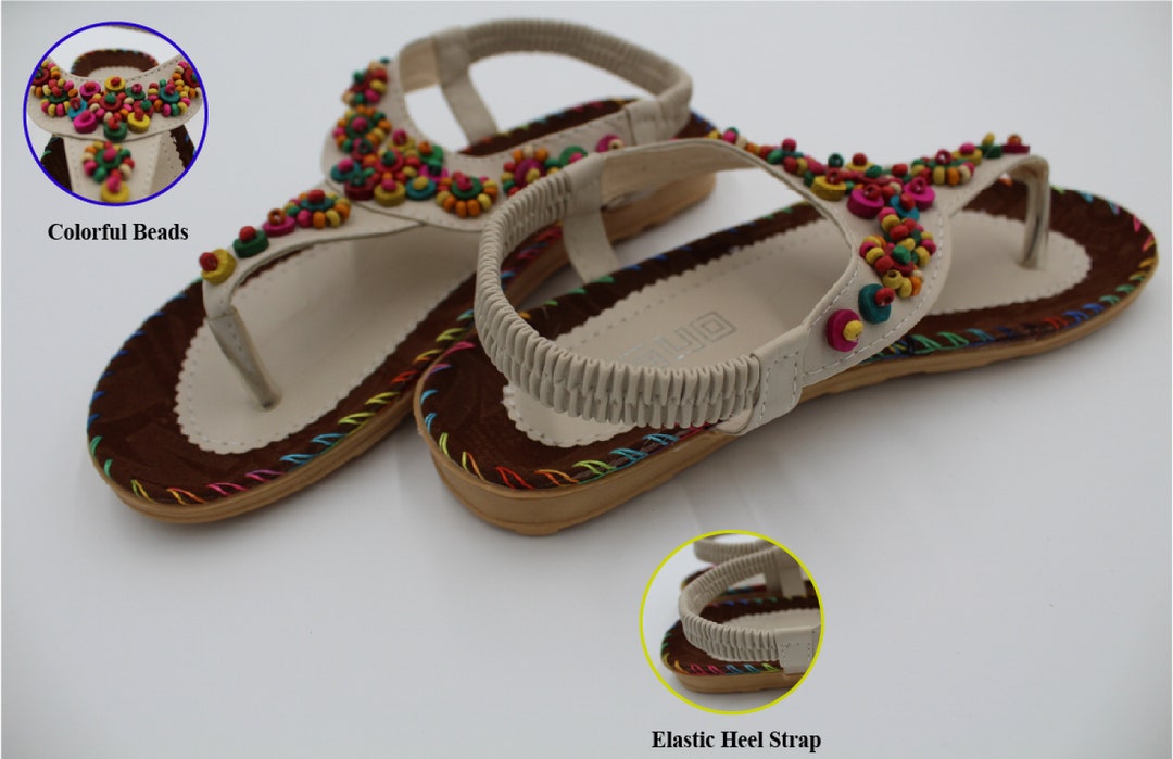 Colorful Beaded Sandals Women | Summer Beach Sandals | Boho African ...
