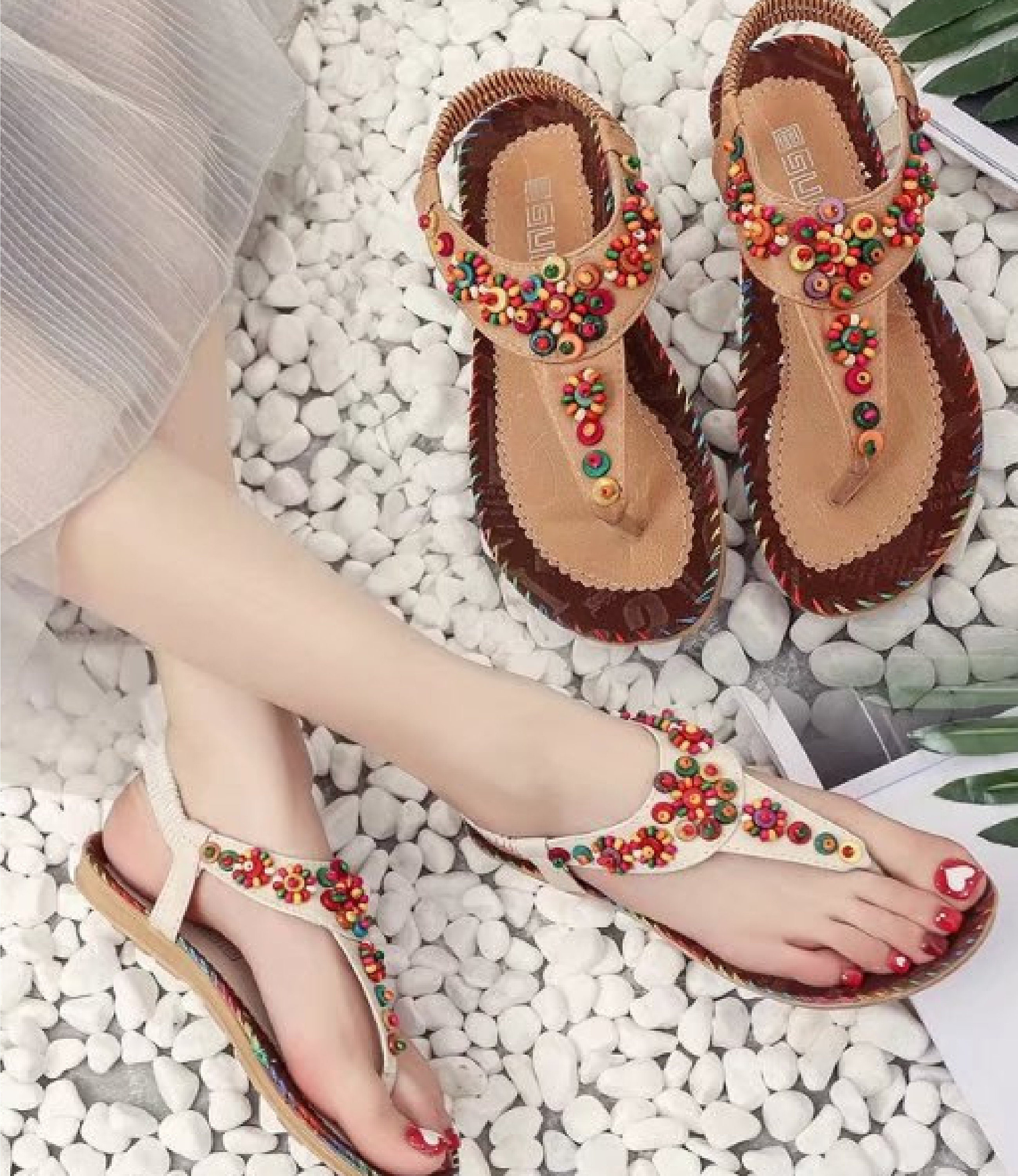 Colorful Beaded Sandals Women | Summer Beach Sandals | Boho African ...