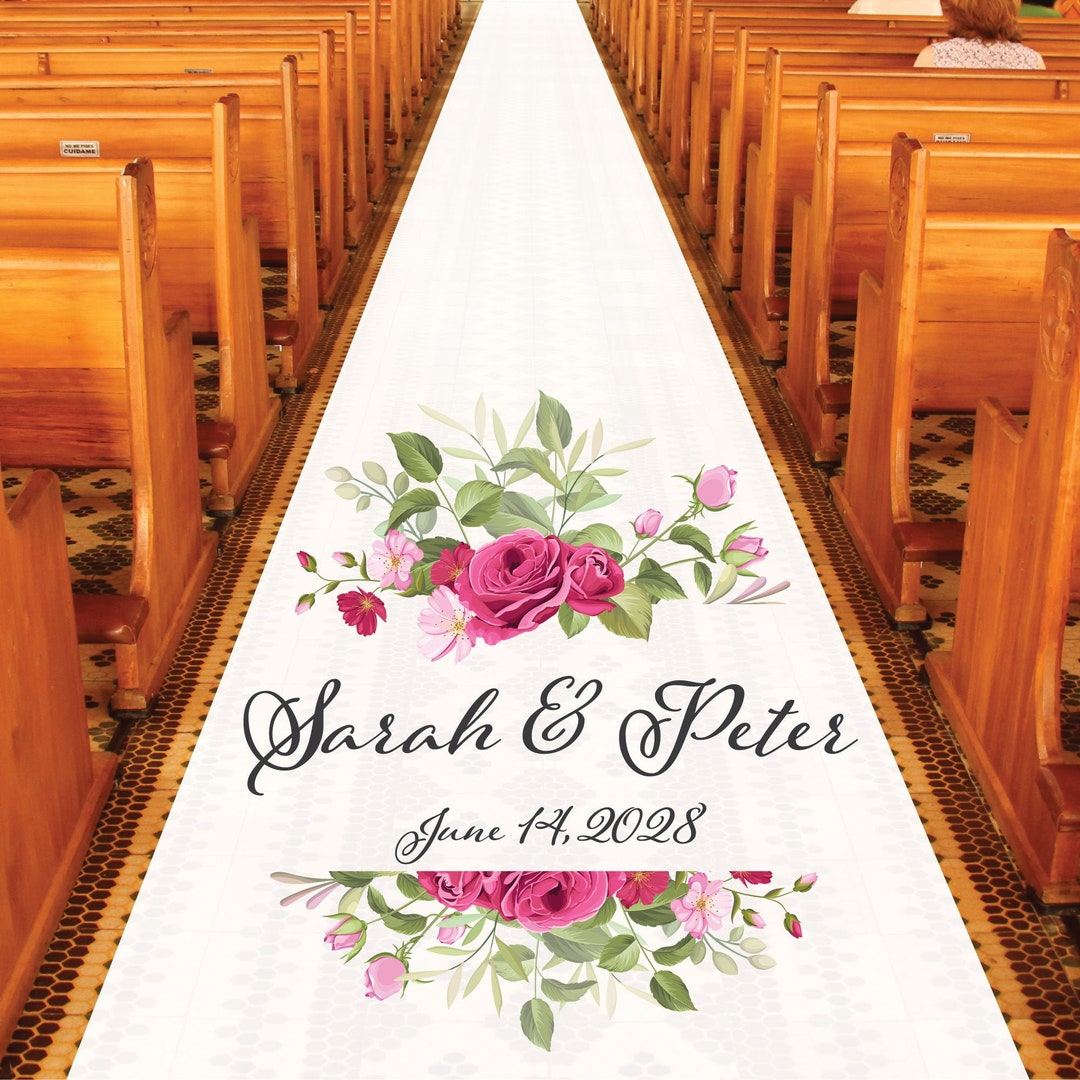 Personalized Wedding Aisle Runners - Simply Elegant Wedding Rose Design ...