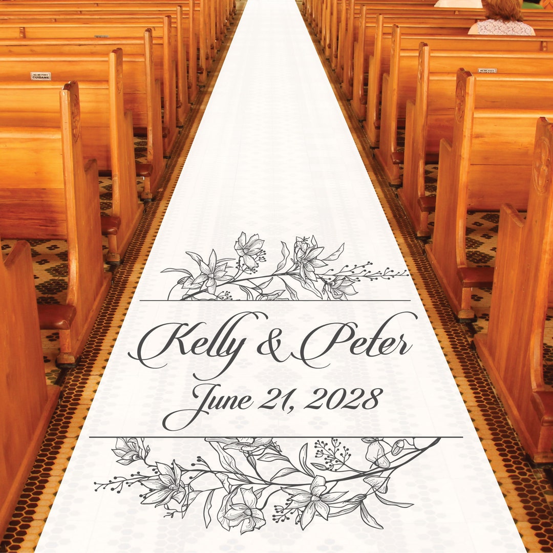 Personalized Wedding Aisle Runner - Elegant Flower Frame Wedding Design ...