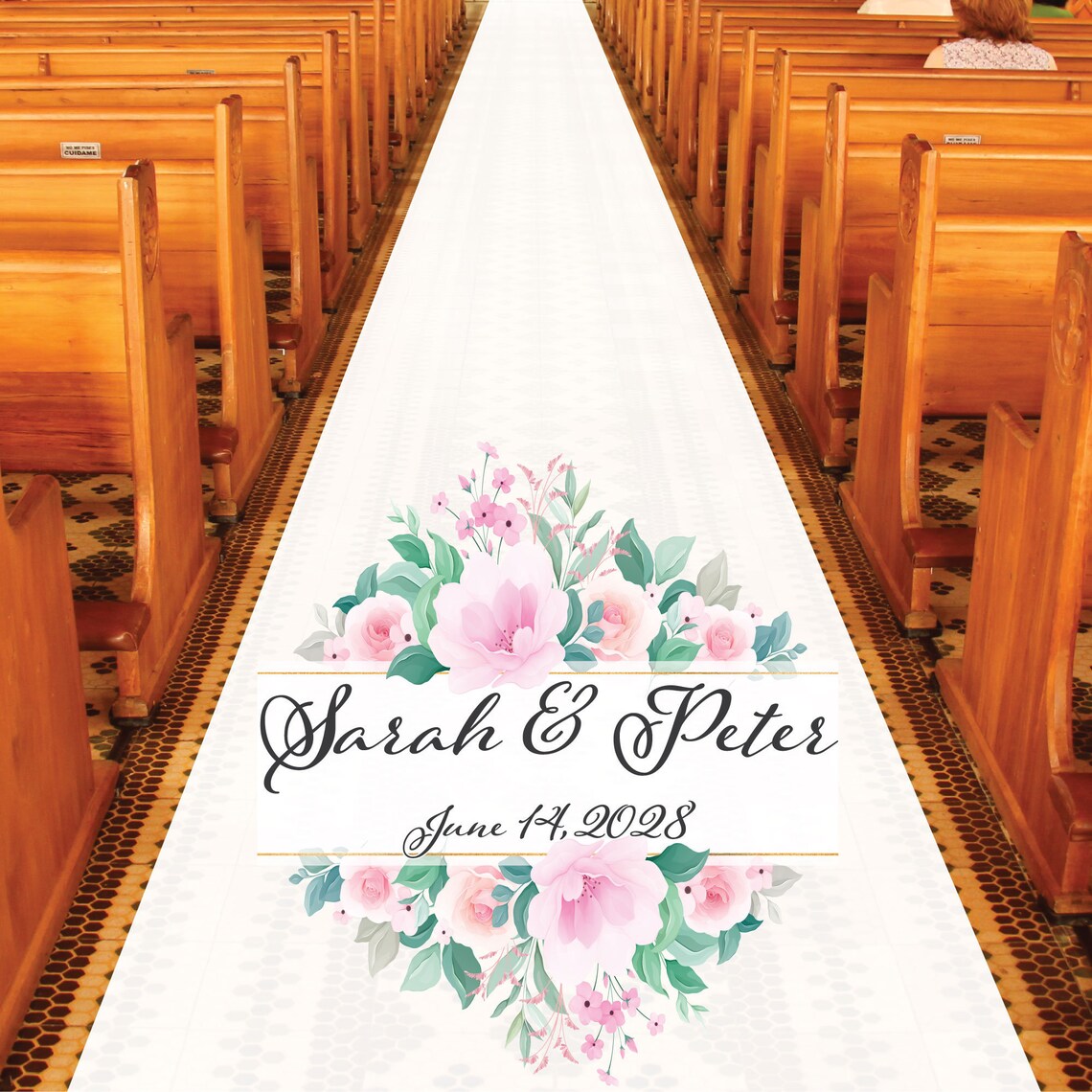 Personalized Wedding Aisle Runners Wedding Elegant Flower | Etsy