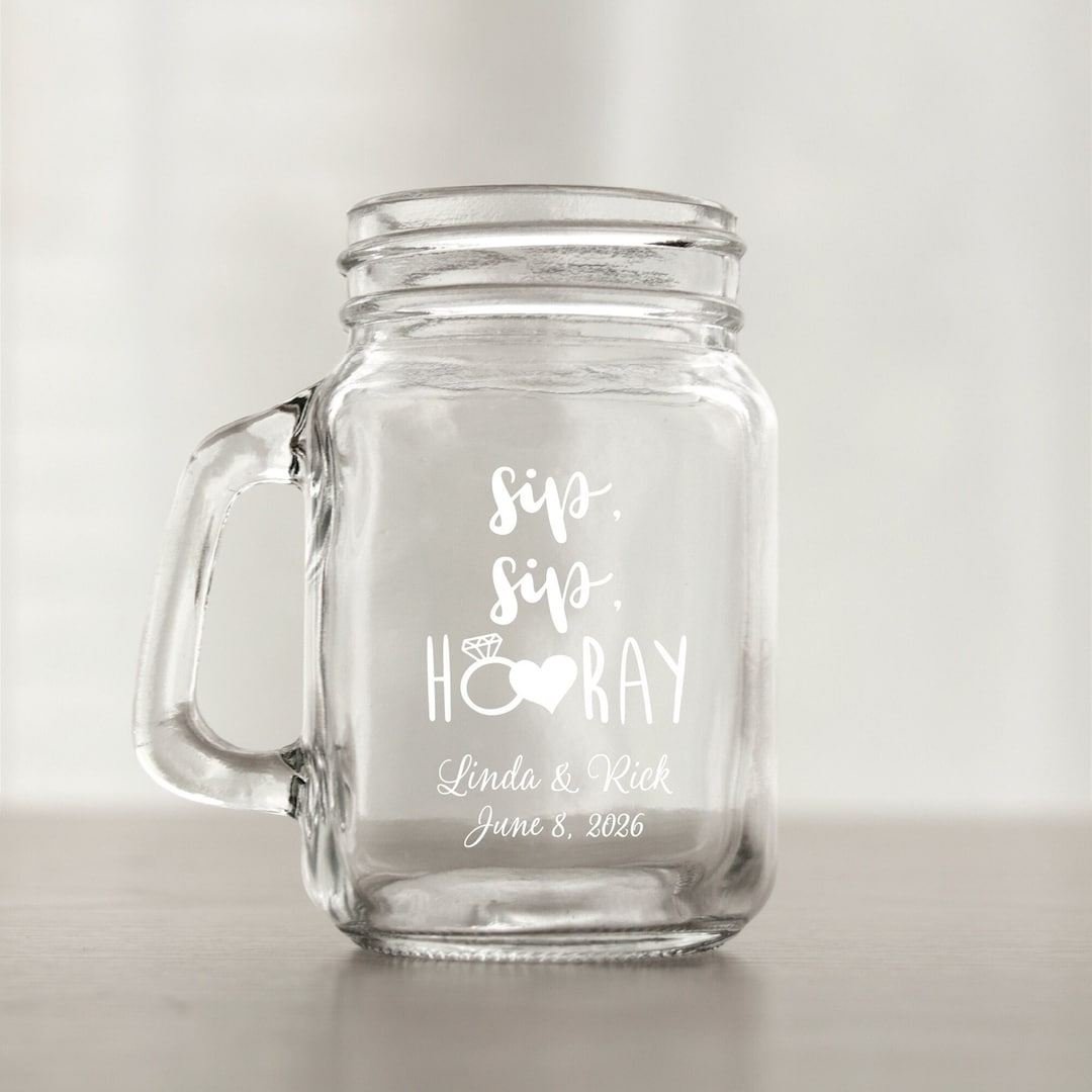 24 Pcs - Personalized Mini Mason Jar - Sip Sip Hooray - Unique Mini ...