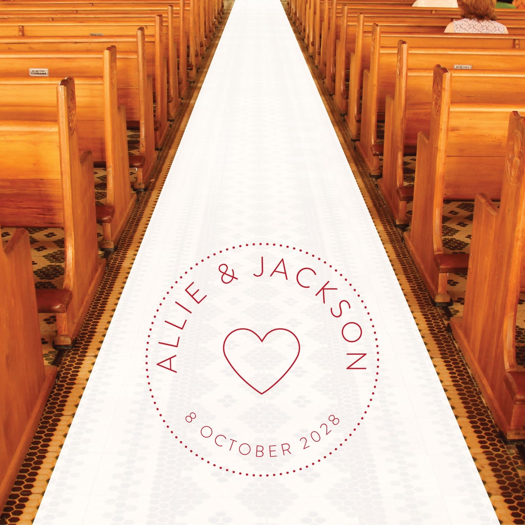 Personalized Wedding Aisle Runners - Round Dots Heart Monogram Design ...
