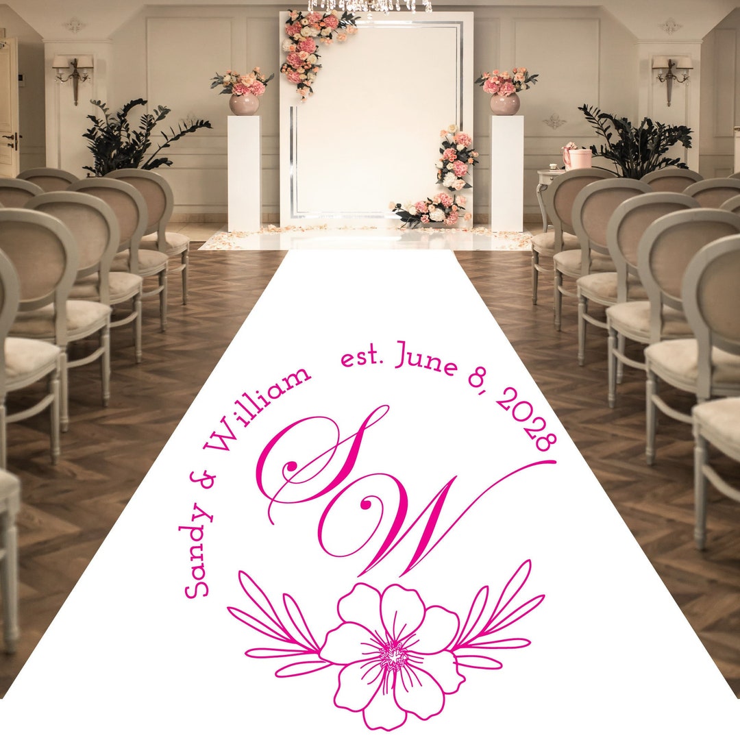 Personalized Wedding Aisle Runners - Wedding Round Floral Design Names ...
