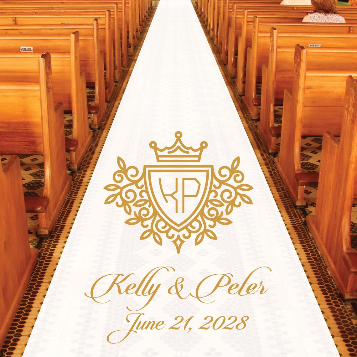 Personalized Wedding Aisle Runner Crown Initial Emblem - Etsy