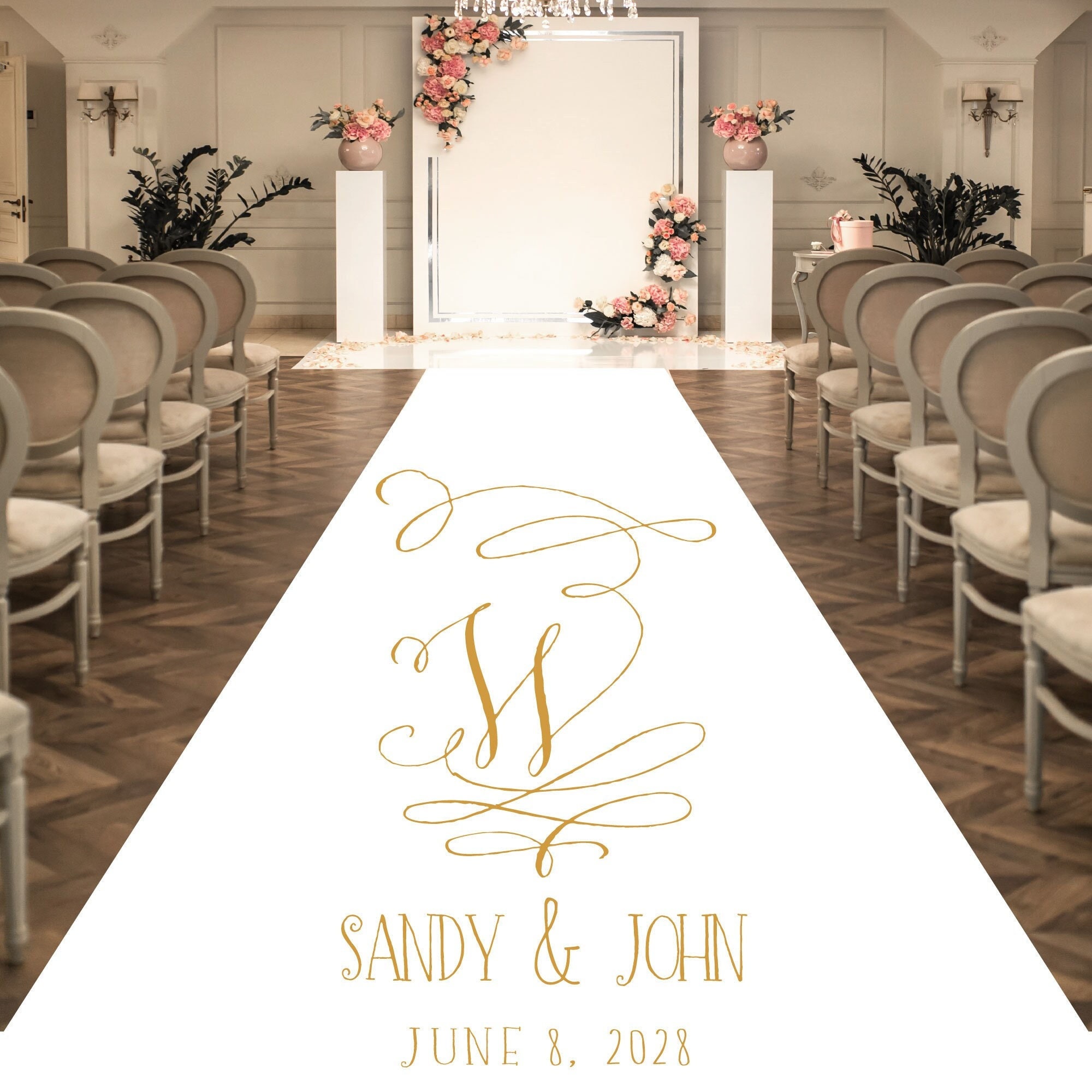 Personalized Wedding Aisle Runners - Wedding Elegant Initial Design ...