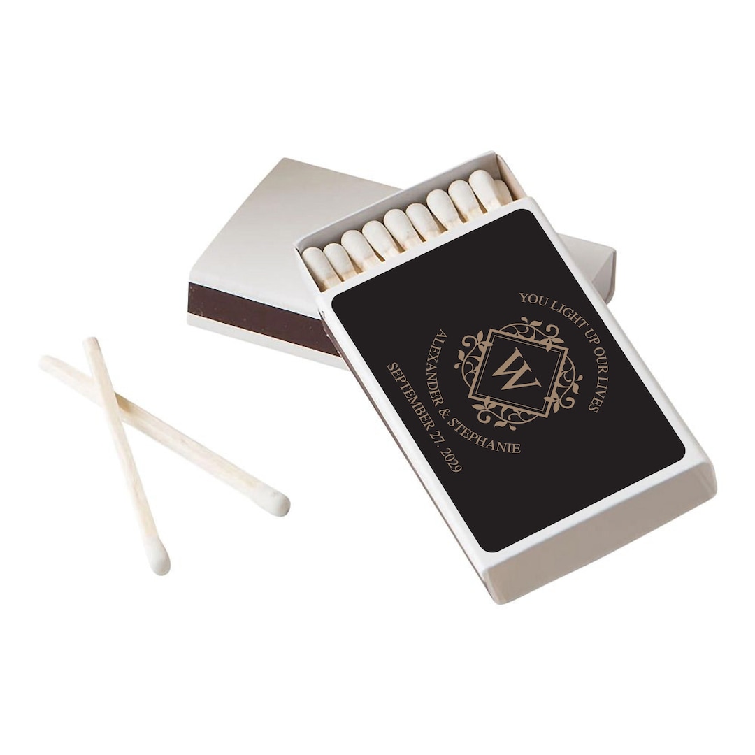 BULK Wedding Matches - Monogram Initial Match Box - Wedding Favor Match ...