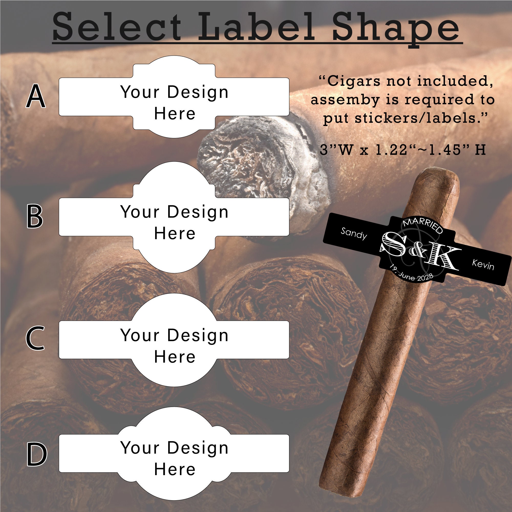 18pcs - Bulk Custom Cigar Band Labels - Custom Add Your Logo Design ...