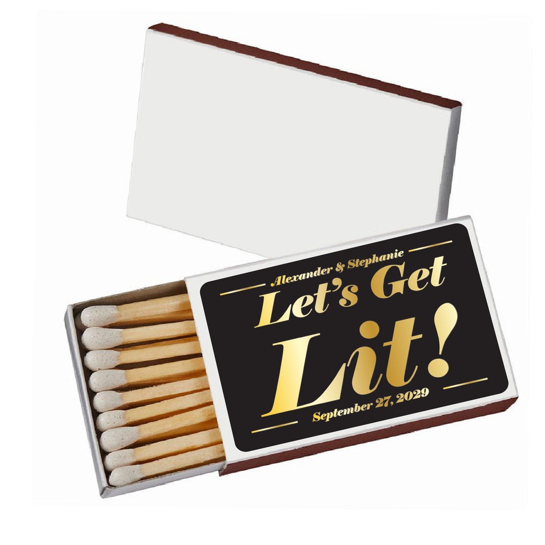 BULK Wedding Matches - Let's Get Lit Match Design - Wedding Favor Match ...