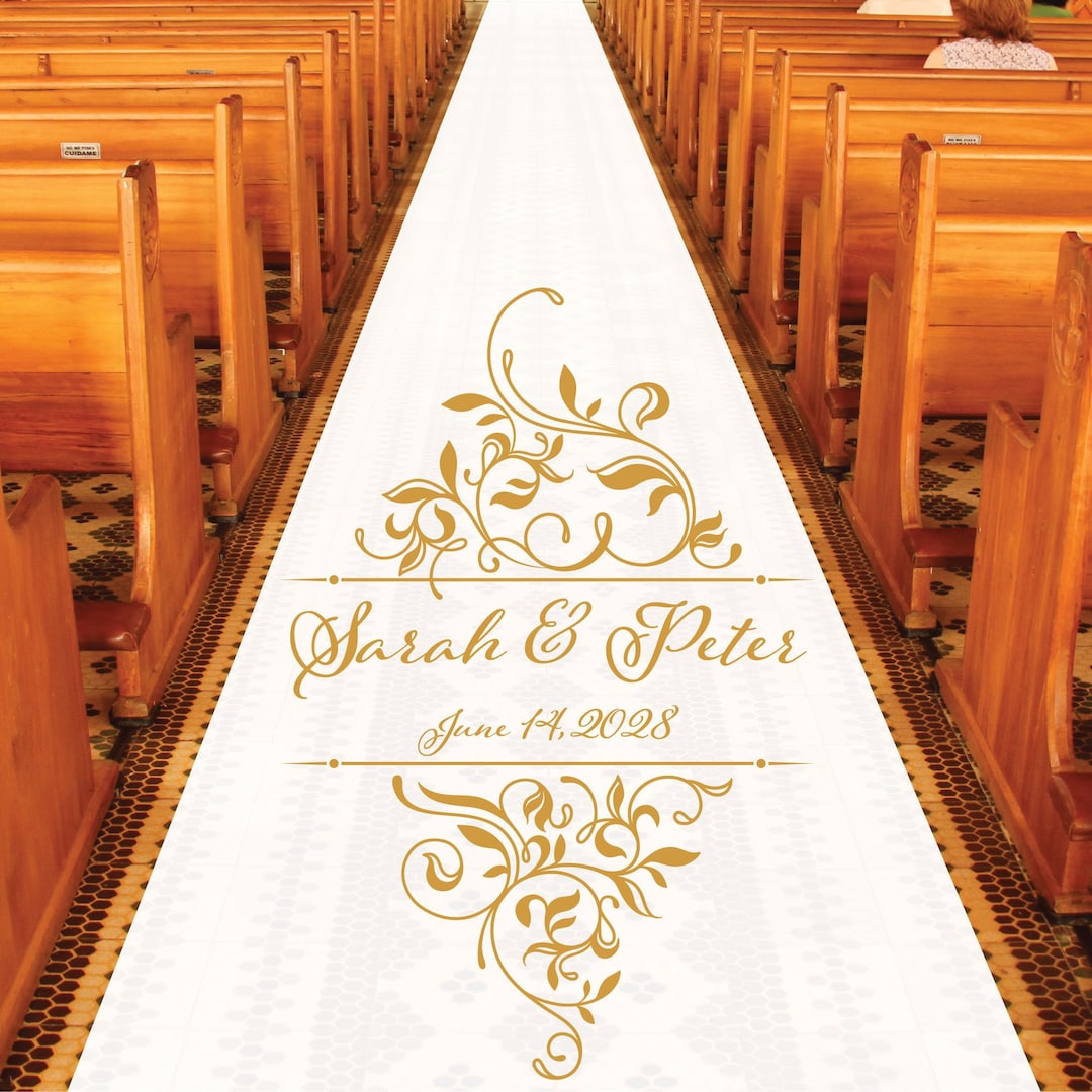 Personalized Wedding Aisle Runners - Wedding Elegant Vine Design Names ...
