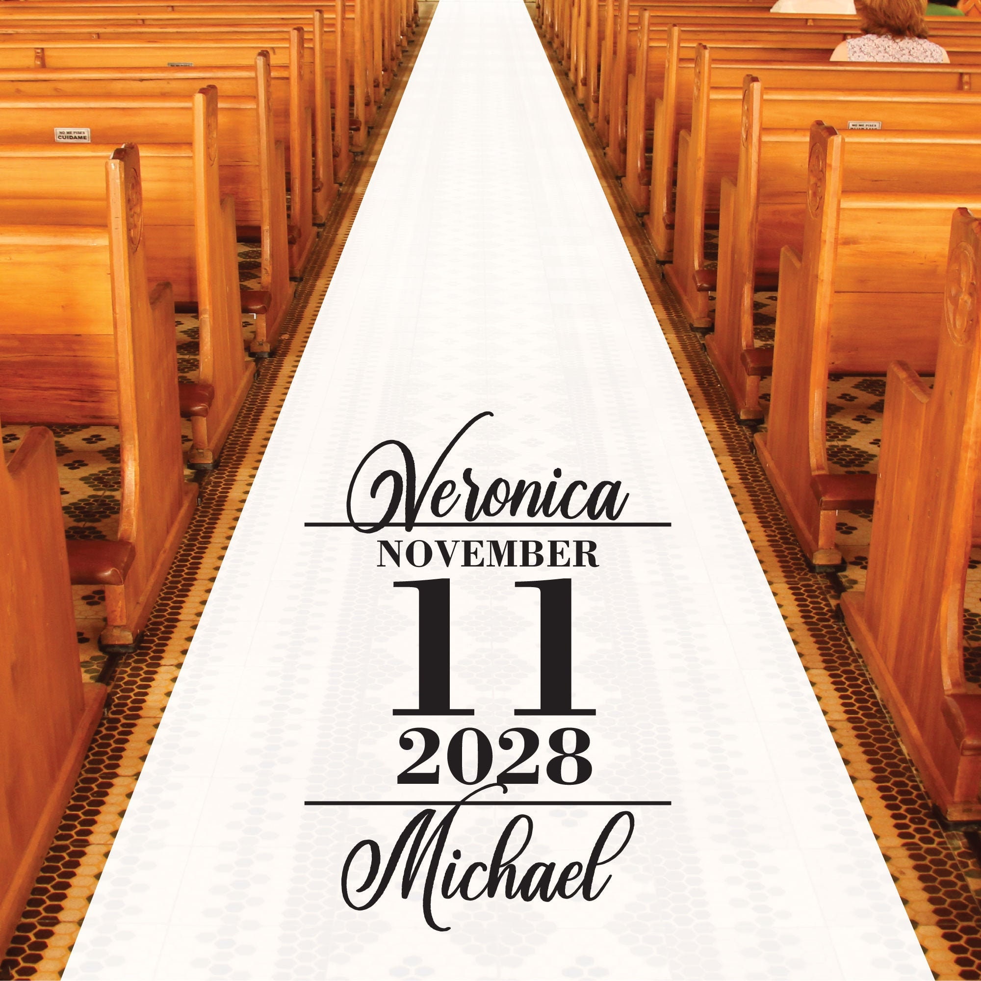 Personalized Wedding Aisle Runners - Names and Date Design - Entrance ...