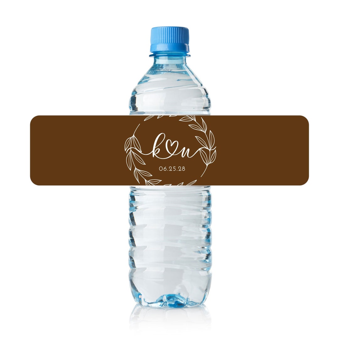 24pcs - Bulk Water Bottle Labels Stickers - Leaf Wreath Design Water ...