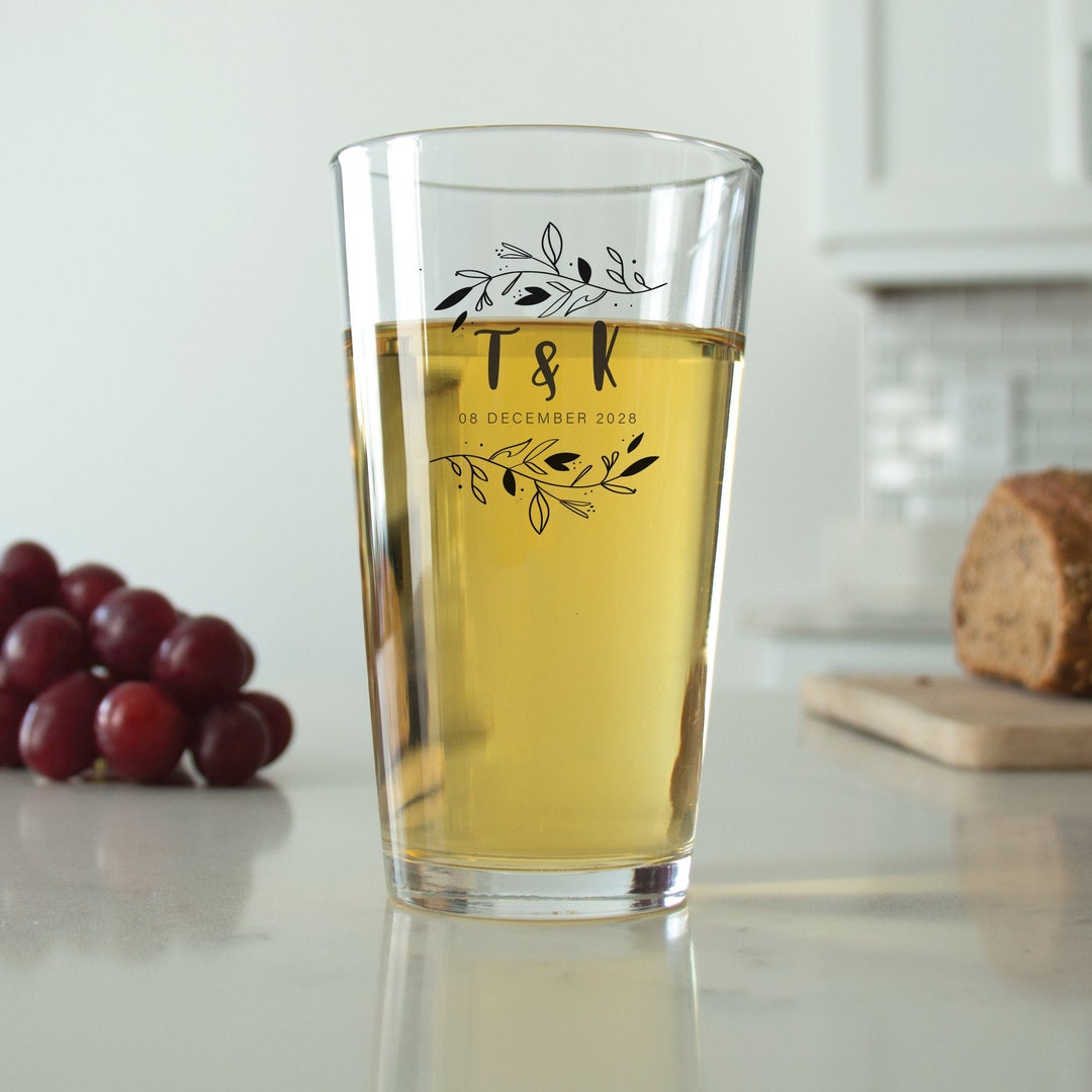 24 Pcs - Personalized 16 Oz. Pint Glass - Custom Wedding Favor Glasses ...